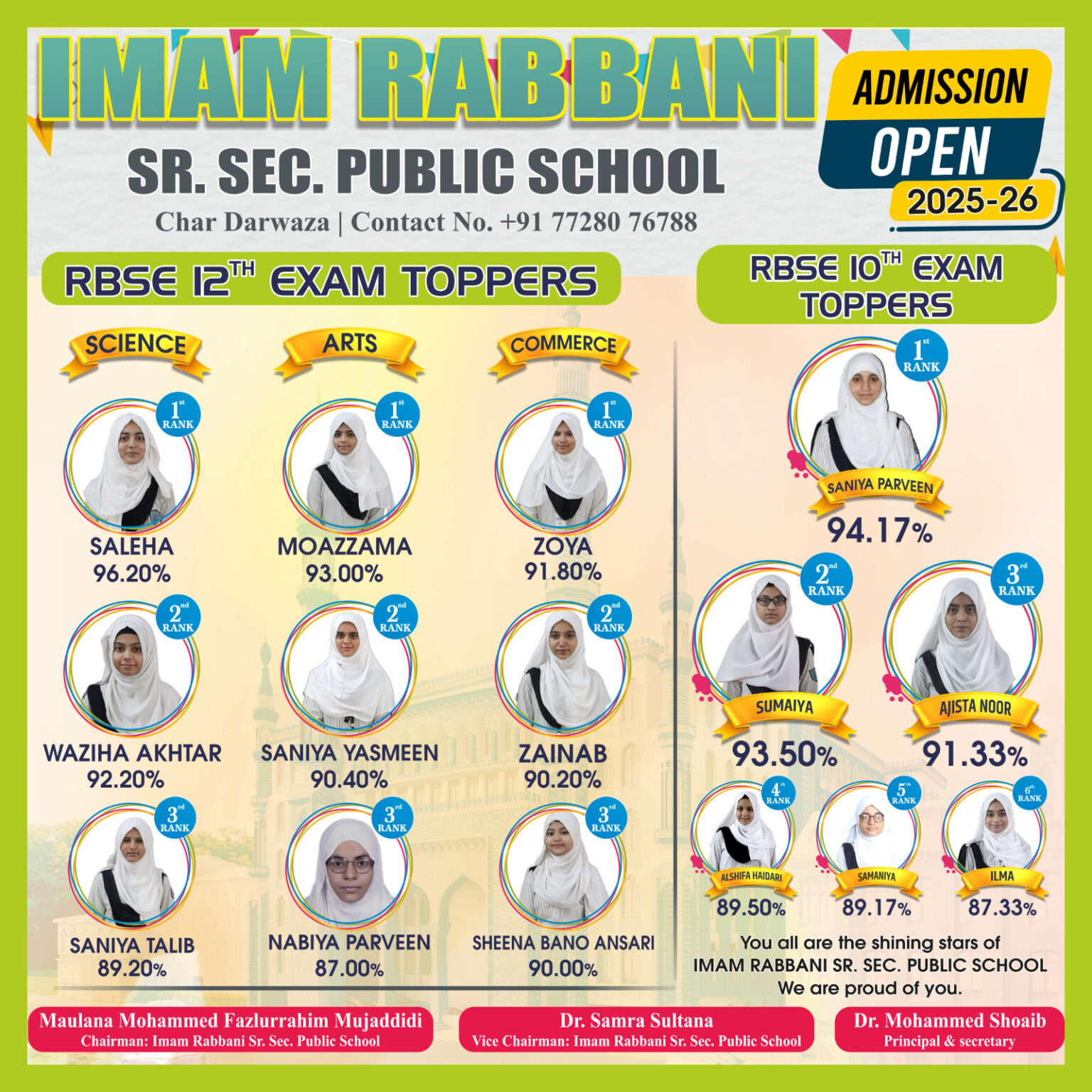 Imam Rabbani Public School: Celebrating Outstanding RBSE Class 10 & 12 Board Exam Results – Imam ...